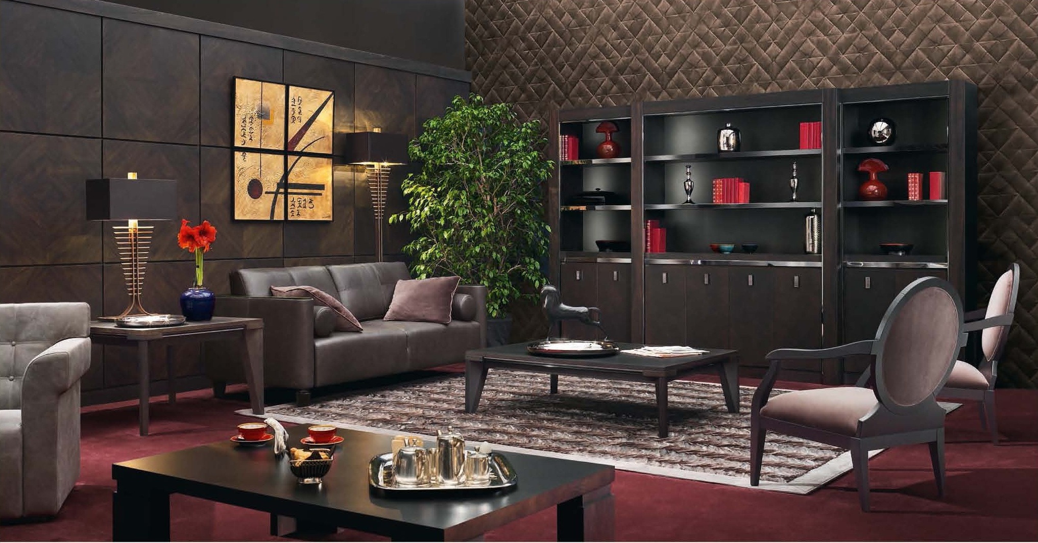 Bookcase Duke with a metallic finish, Smania - Luxury furniture MR