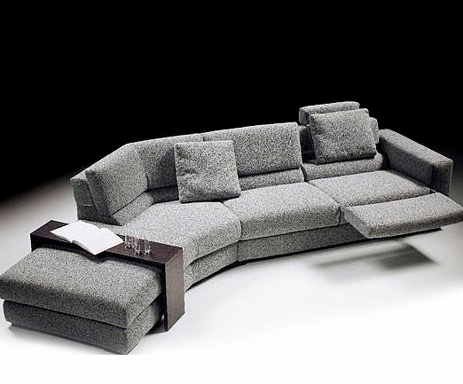 Modular sofa with frame made of solid wood upholstered in leather or ...