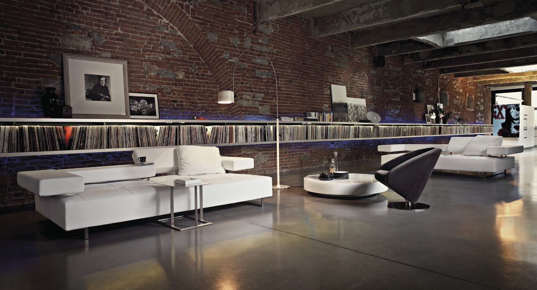 Double Loft sofa in leather upholstery, Arketipo - Luxury furniture MR