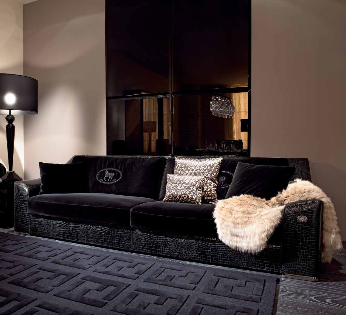 Four-seater sofa Silvano with a frame made of natural wood, Fendi ...