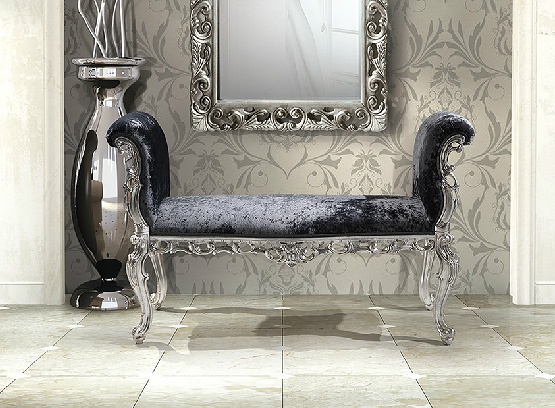 Bench with carved wood frame from Angelo Cappellini - Luxury furniture MR