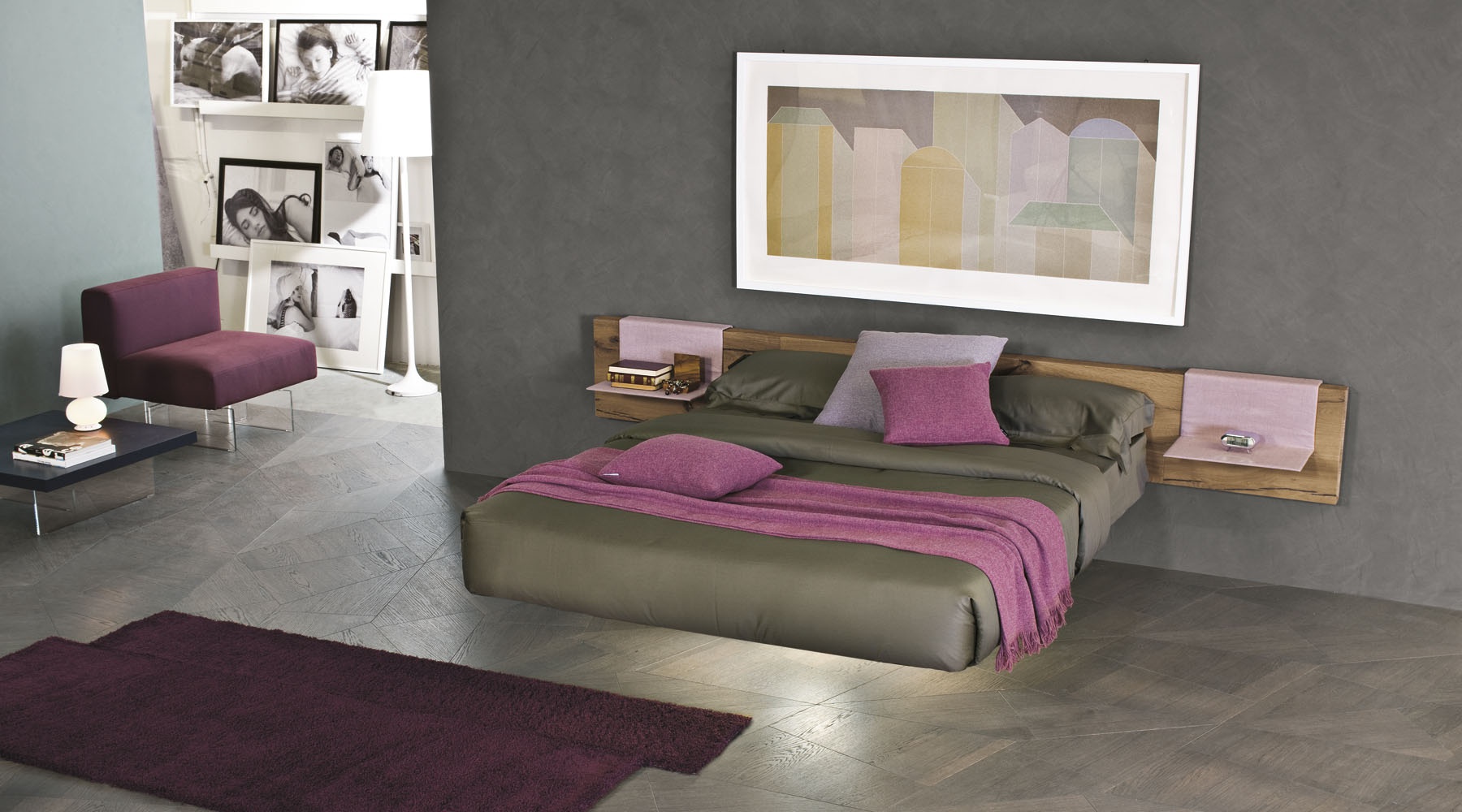 Double floating bed frame from metal Fluttua R, Lago - Luxury furniture MR
