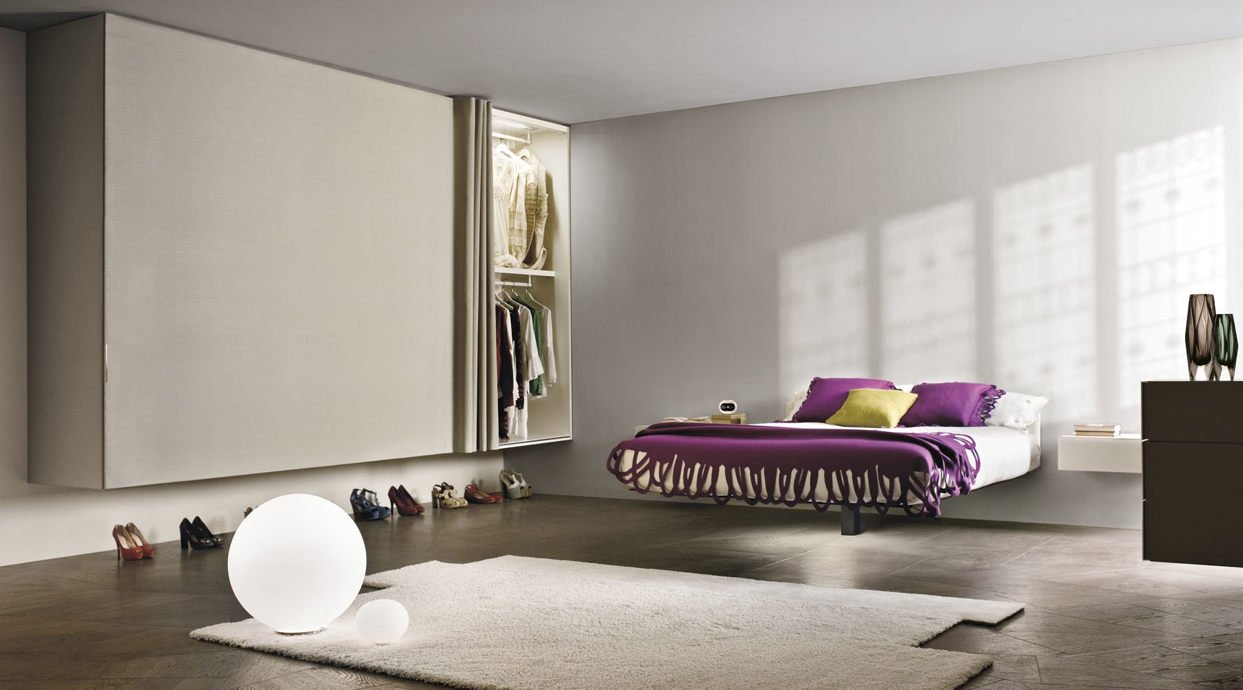 Double floating bed frame from metal Fluttua R, Lago - Luxury furniture MR