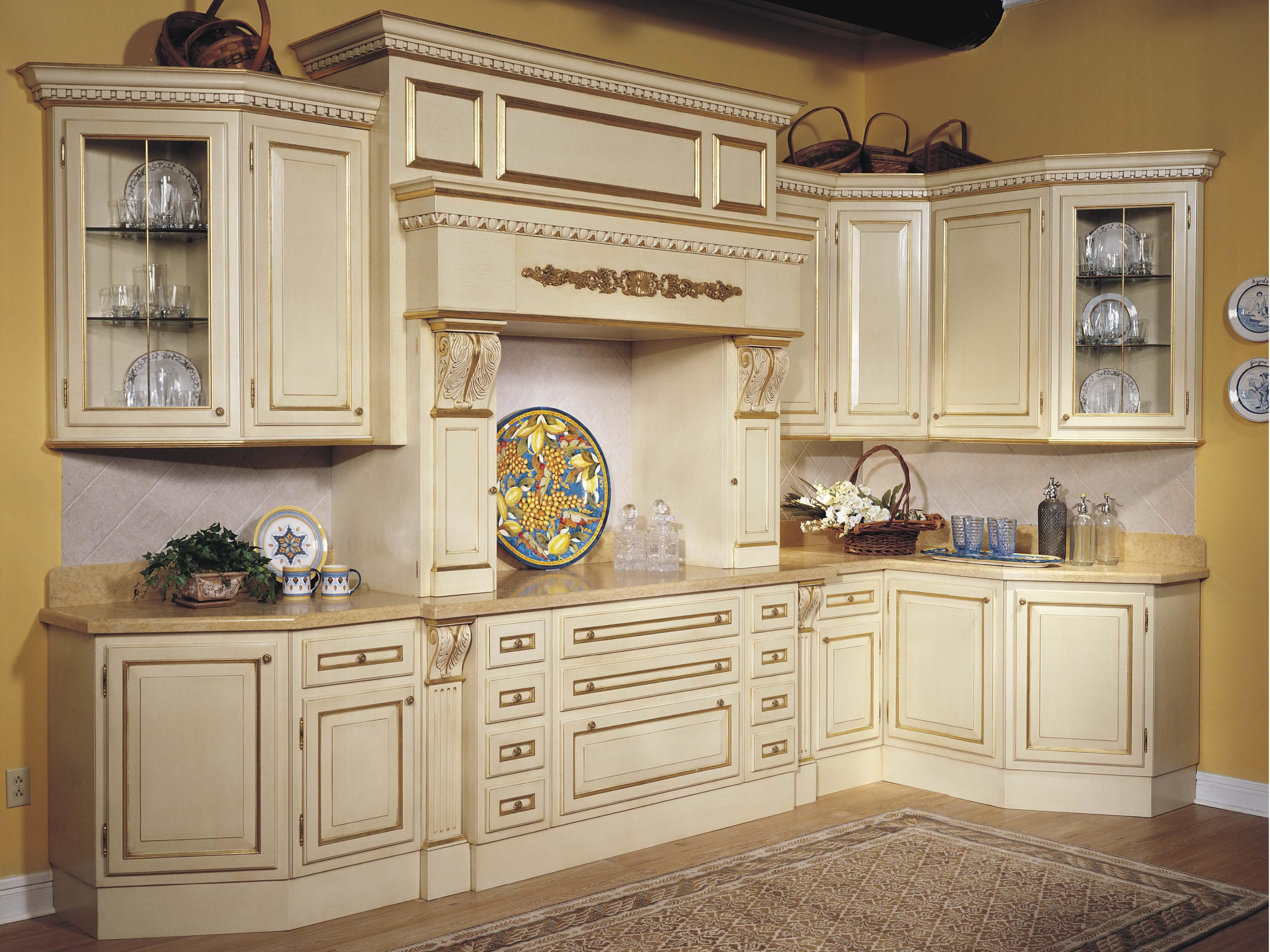 Kitchen (kitchen set) made of natural wood in the finishing varnish ...