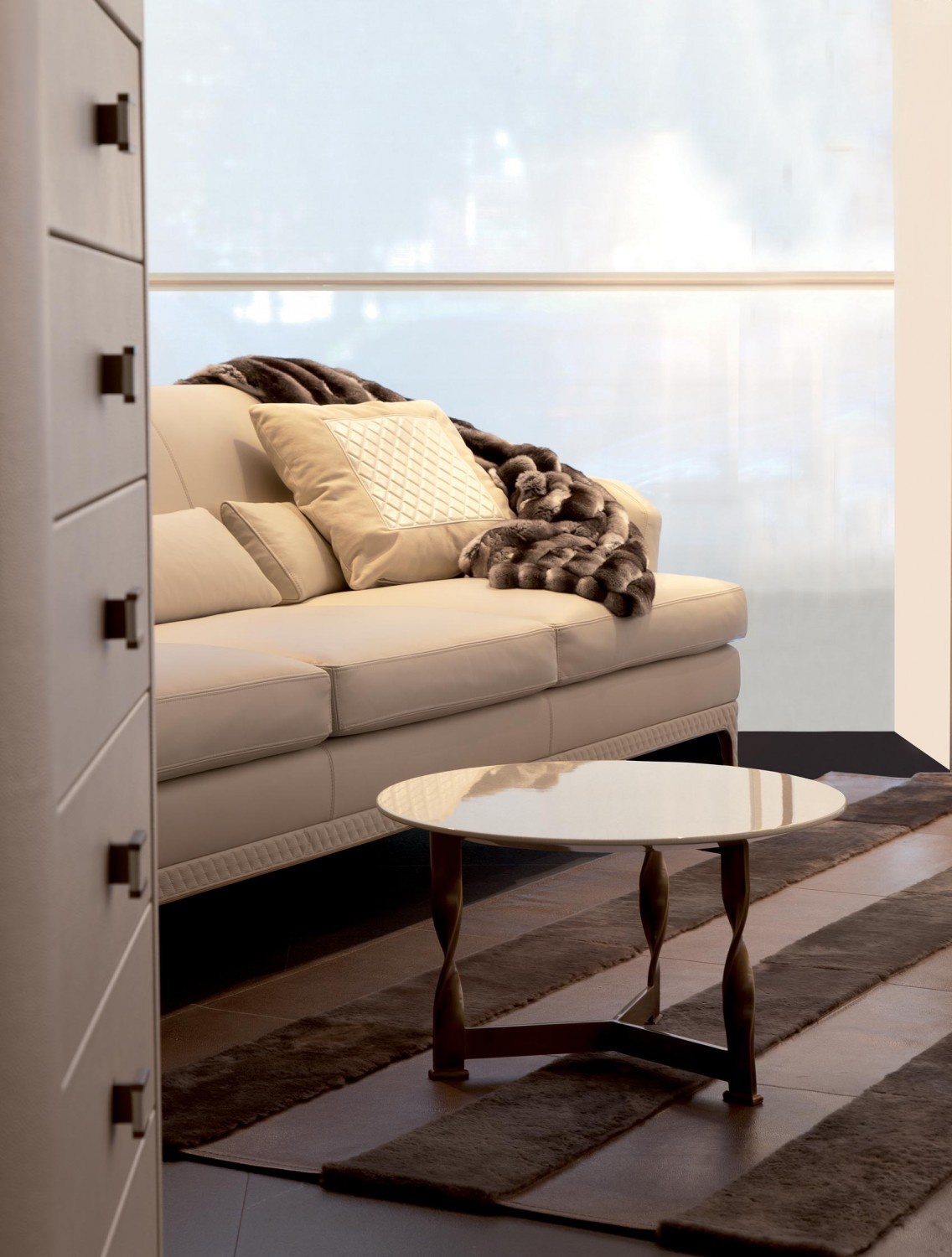 Coffee table with top made of leather, marble or wood Pliet, Rugiano ...