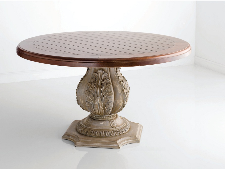 Dining table made of solid wood with a round top, Chelini - Luxury furniture MR