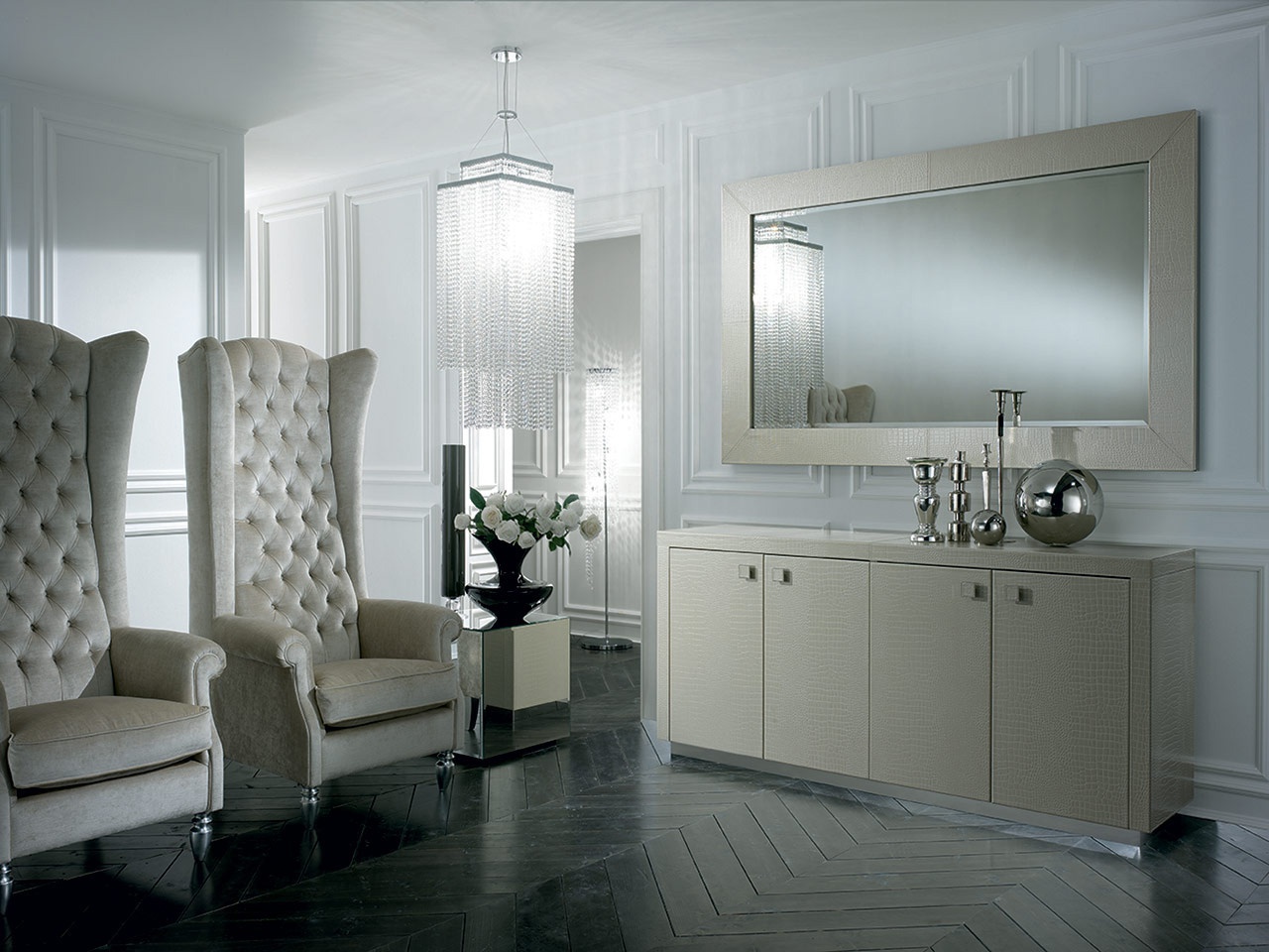 Rectangular mirror with frame leather Caiman Cayman, Home DV - Luxury ...