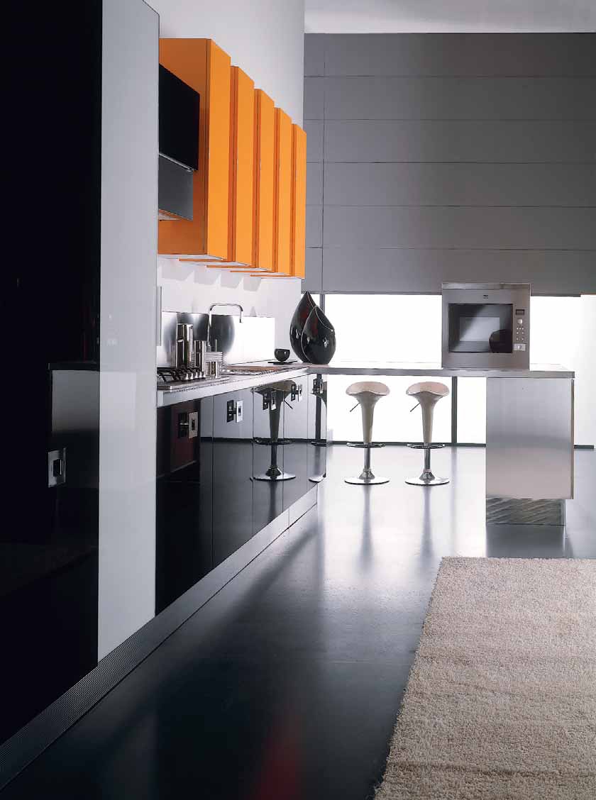 Kitchen (Suite kitchen) natural wood with accessories made of steel ...